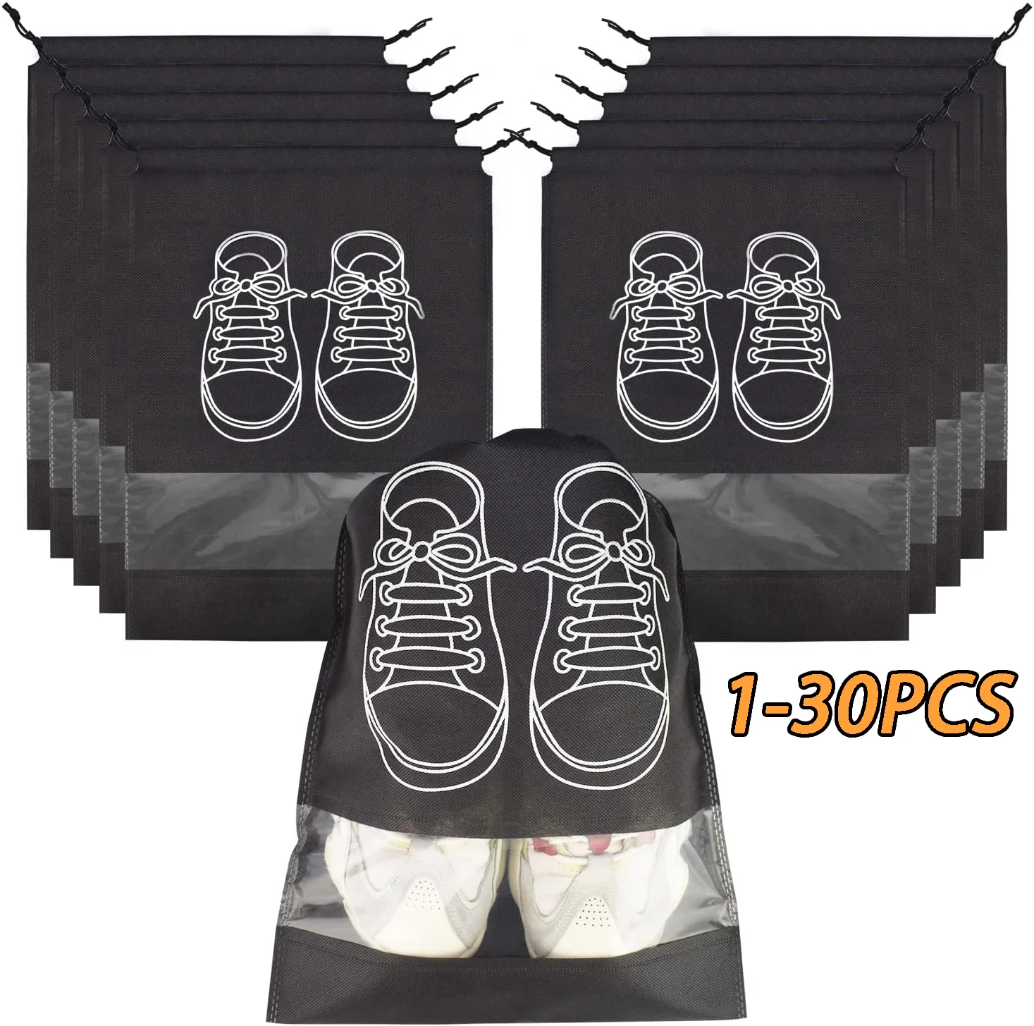 1-30PCS Shoes Storage Organizer Bags Non-Woven Shoe Dust Bags Portable ...
