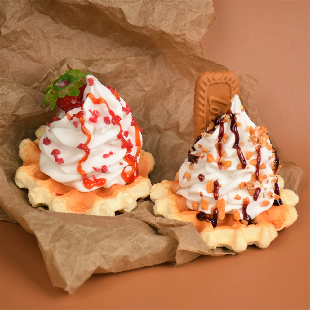 Artificial French Waffle Simulation Faux Belgian Waffles Breakfast Cafe ...