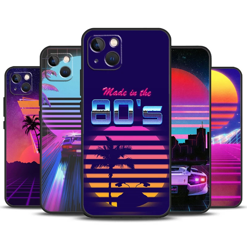 Neon Retrowave 80s vintage art Case For iPhone 16 15 14 13 12 11 Pro ...