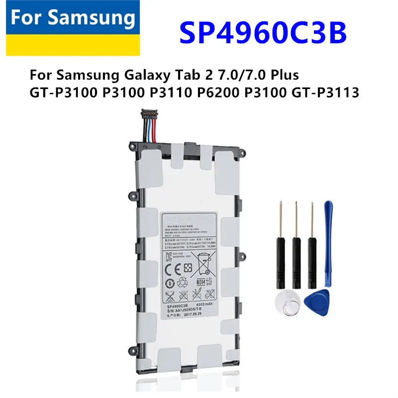 Tablet SP4960C3B Battery 4000mAh For Samsung Galaxy Tab 2 7.0/7.0 Plus ...