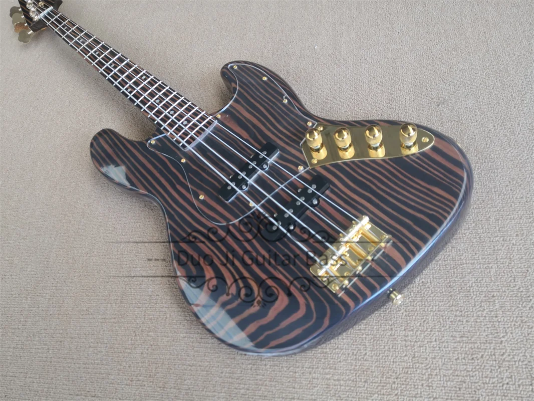 4-Strings-Bass-Guitar-Natural-Bass-Zebrawood-Body-Acrylic-Pickguard ...