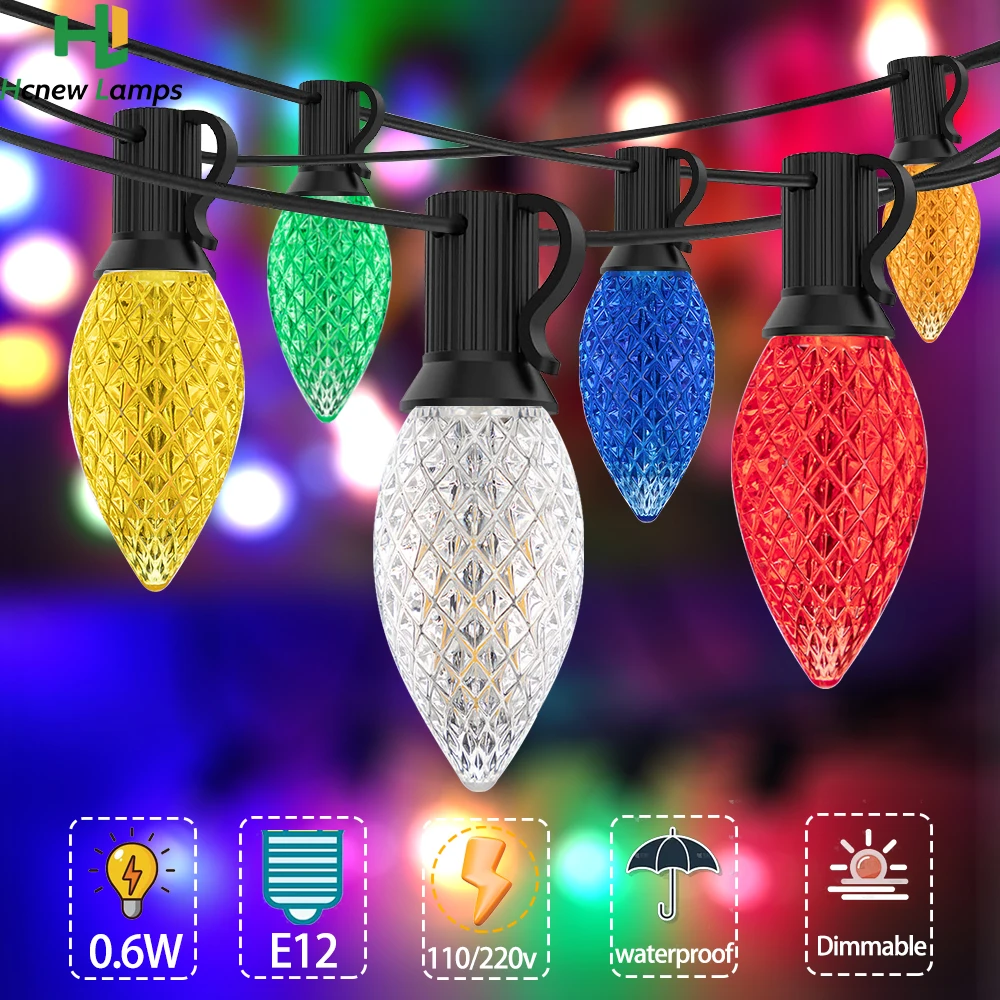 C7 Multicolor Garland Led String Lights 110V 220V E12 0.6W Waterproof ...
