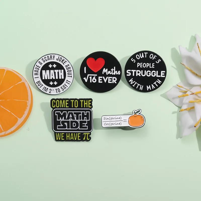 Maths-Themed-Enamel-Pins-Black-Round-Math-Equation-Brooch-Backpack-Hat ...