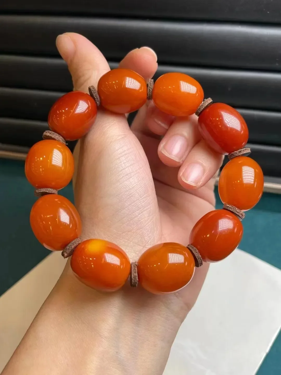 New arrival natural stone yellow beeswax amber 33.7g bracelet Jujube ...