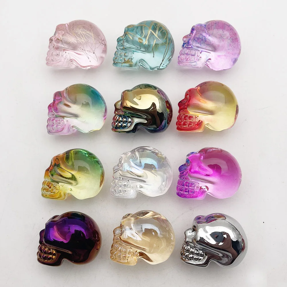 Fashion-new-glass-Crystal-Skull-plating-mixed-Charm-necklace-pendant ...