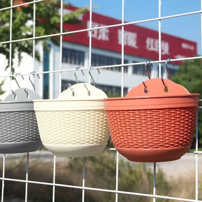Wall-Mounted-Flower-Pot-Plastic-Semicircle-Hanging-Basket-Plants ...