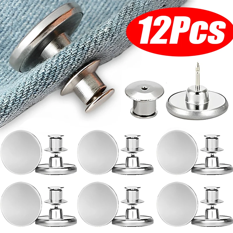 4-8-12Pcs-Detachable-Jeans-Button-Pins-Mental-Pants-Snap-Fastener ...