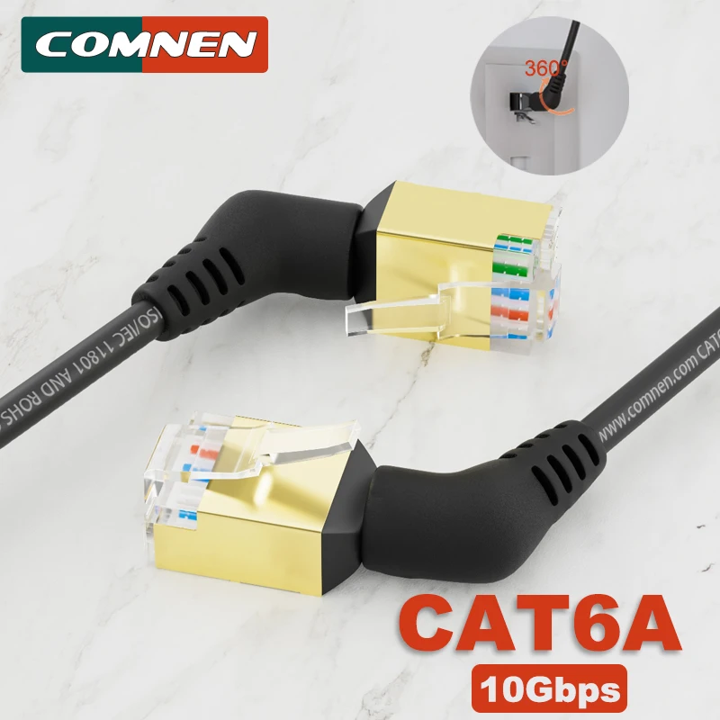COMNEN-CAT6a-rj45-Cable-de-conexi-n-Ethernet-corto-giratorio-de-360 ...