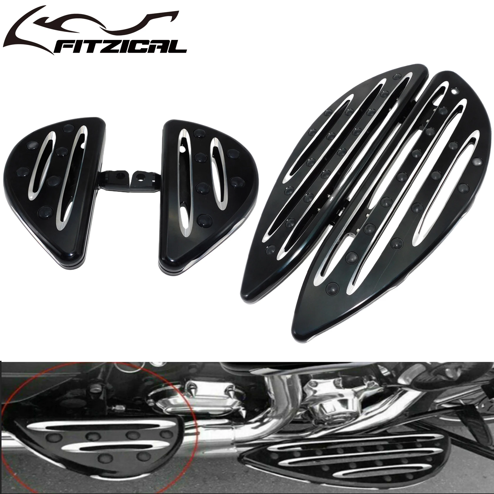Motorcycle-Driver-Front-Floorboard-Passenger-Rear-Footpeg-Footrest ...