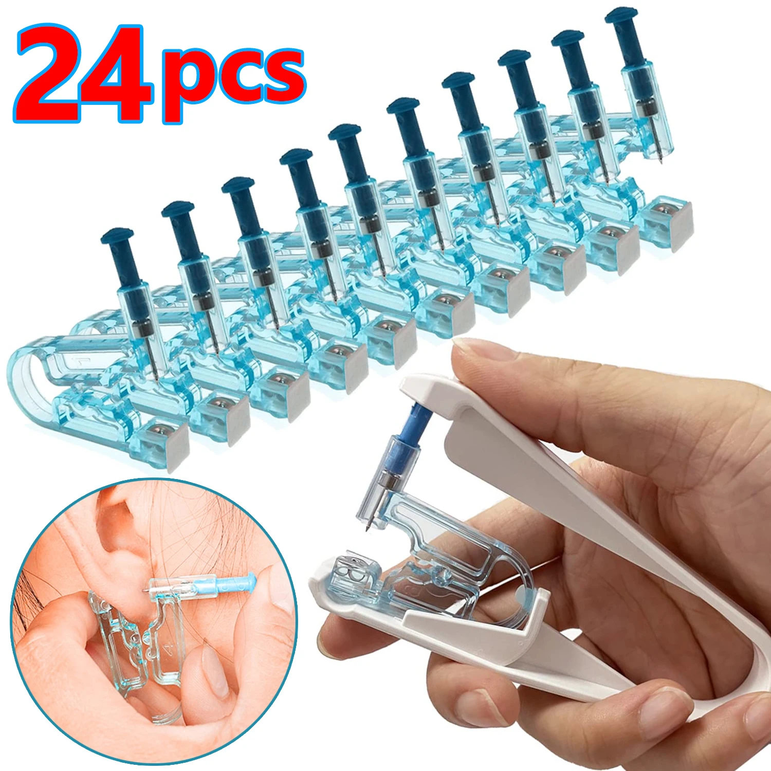 1-24Pcs-Ear-Piercing-Gun-Kit-Disposable-Healthy-Safety-Earring-Piercer ...