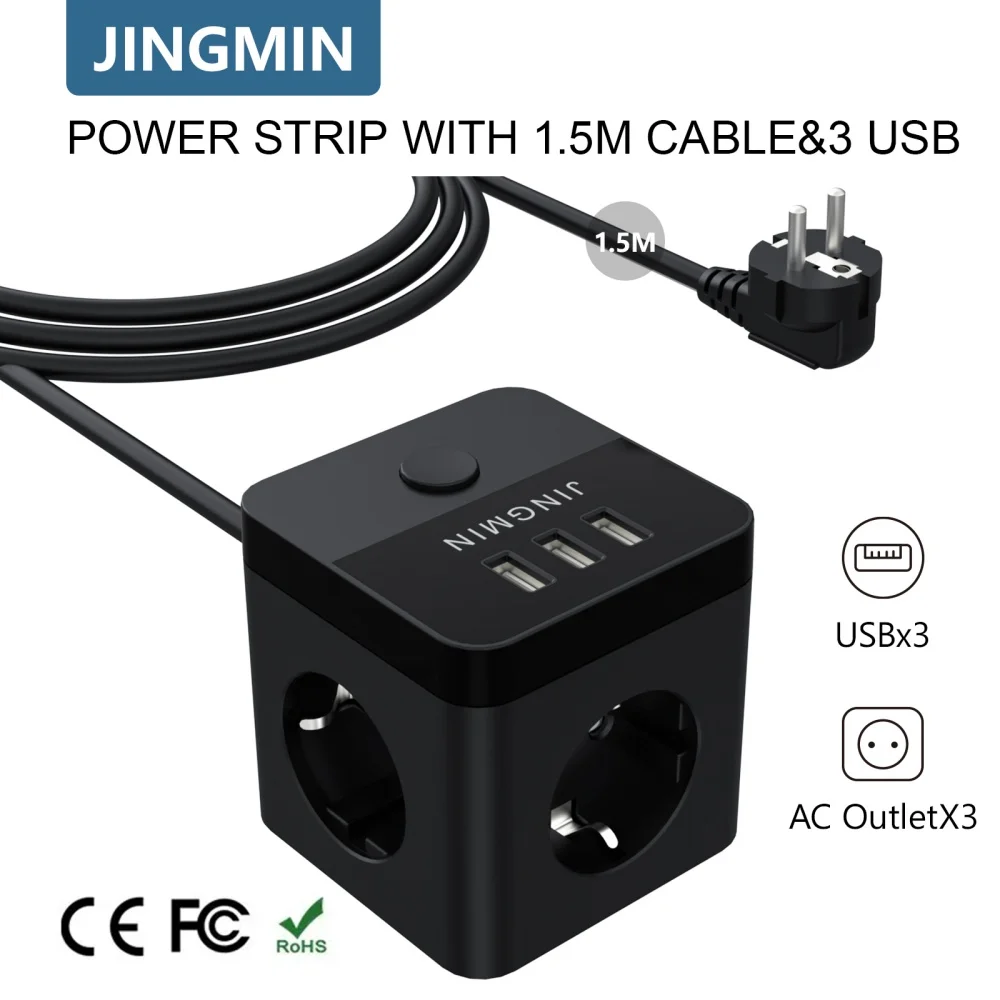 JINGMIN-cubo-de-enchufe-europeo-sin-Cable-adaptador-de-5-v-as-250V-16A ...