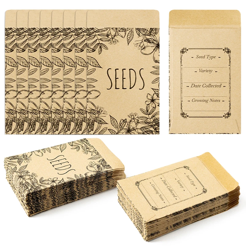 200Pcs-Kraft-Paper-Seed-Envelopes-Resealable-Self-Adhesive-Mini-Packet ...
