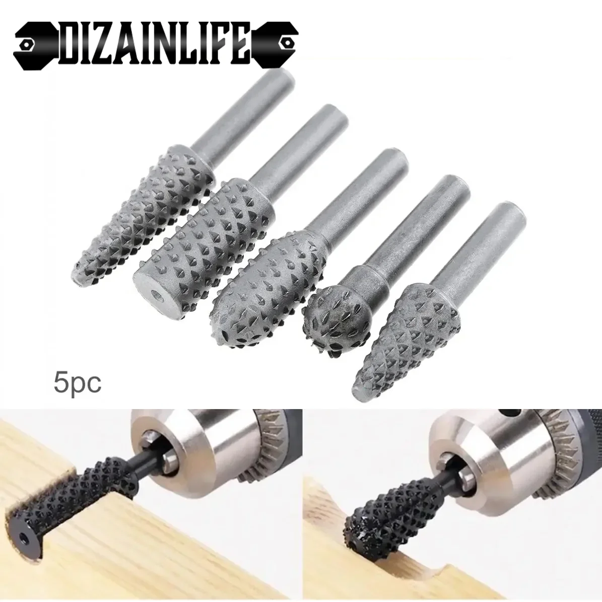 5pcs-lot-Woodworking-Steel-Rotary-Rasp-File-1-4-Shank-Rotary-Craft ...