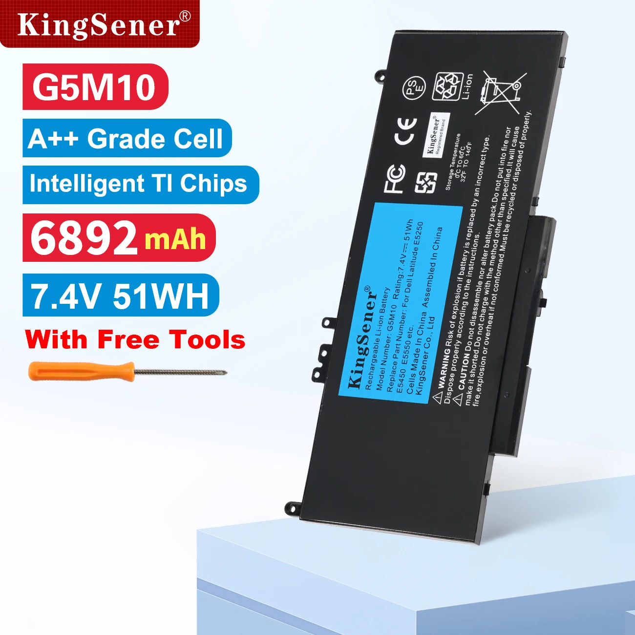 KingSener-G5M10-7-4V-51WH-Laptop-Battery-for-DELL-Latitude-E5250-E5450 ...