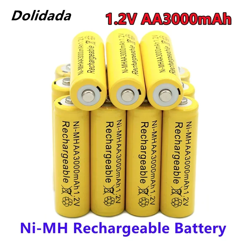 100% Original 1.2V 3000mAh NI MH AA Pre-Charged Rechargeable Batteries ...
