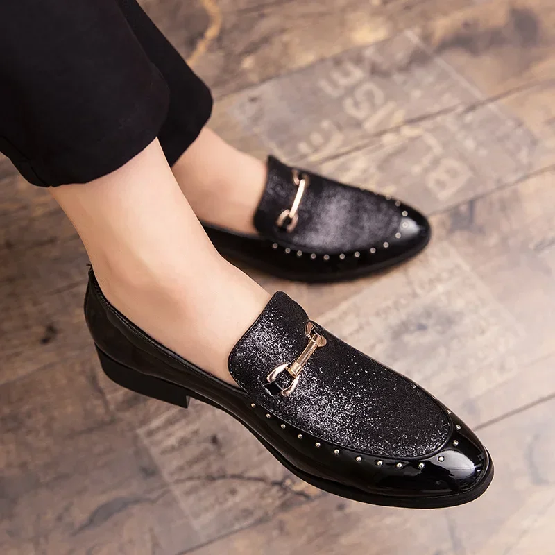 Shiny Leather Shoes for Men Loafers Party Designer – Wondastores