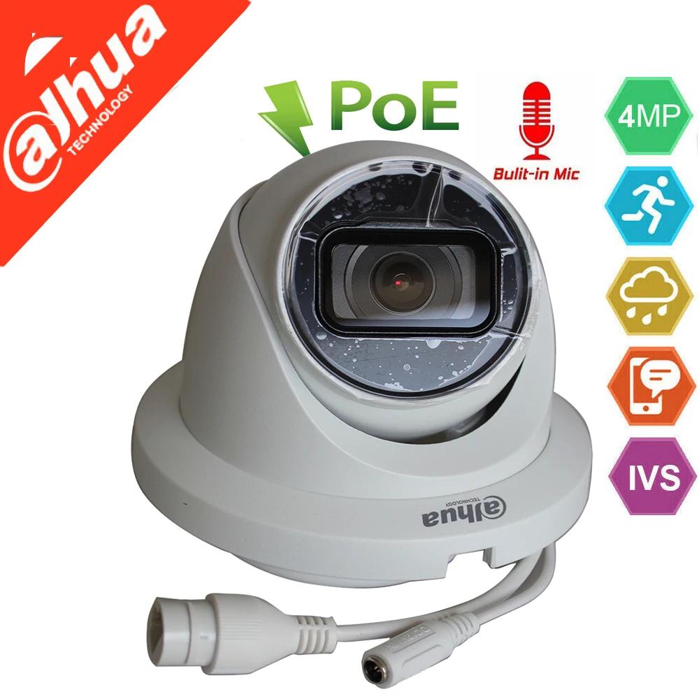 Dahua cámara IP de 4MP, dispositivo de IPC HDW2431T AS, POE, Starlight, micrófono incorporado ...