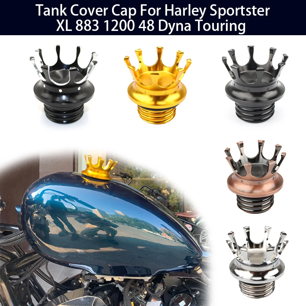 Motocycle-Crown-Vented-Fuel-Tank-Cover-Gas-Cap-For-Harley-Dyna-Softail ...