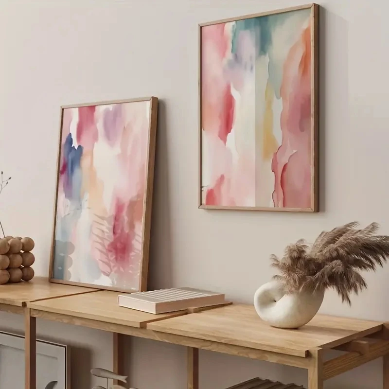 2Pcs/Set Frameless Abstract Simple Elegant Watercolor Canvas Poster ...