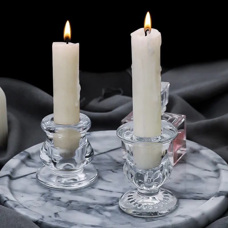 European-Simple-Small-Glass-Candlesticks-Creative-Bar-Home-Decor-Candle ...