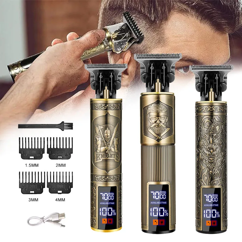 T9 Vintage Electric Shaver Barber Cordless Hair Cutting Machine USB ...