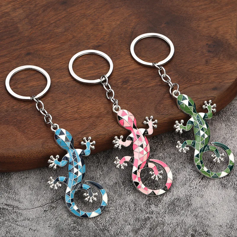 Colorful-Gecko-Keychain-Enamel-Reptile-Keychains-Personality-Backpack ...
