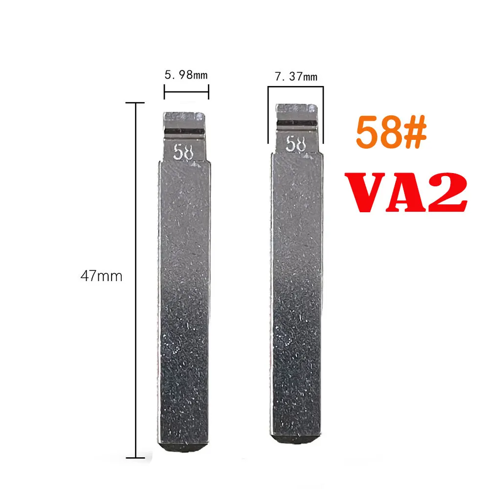 10pcs-58-VA2-Key-Blade-Metal-Uncut-Blank-Flip-Remote-Key-Blade-for ...