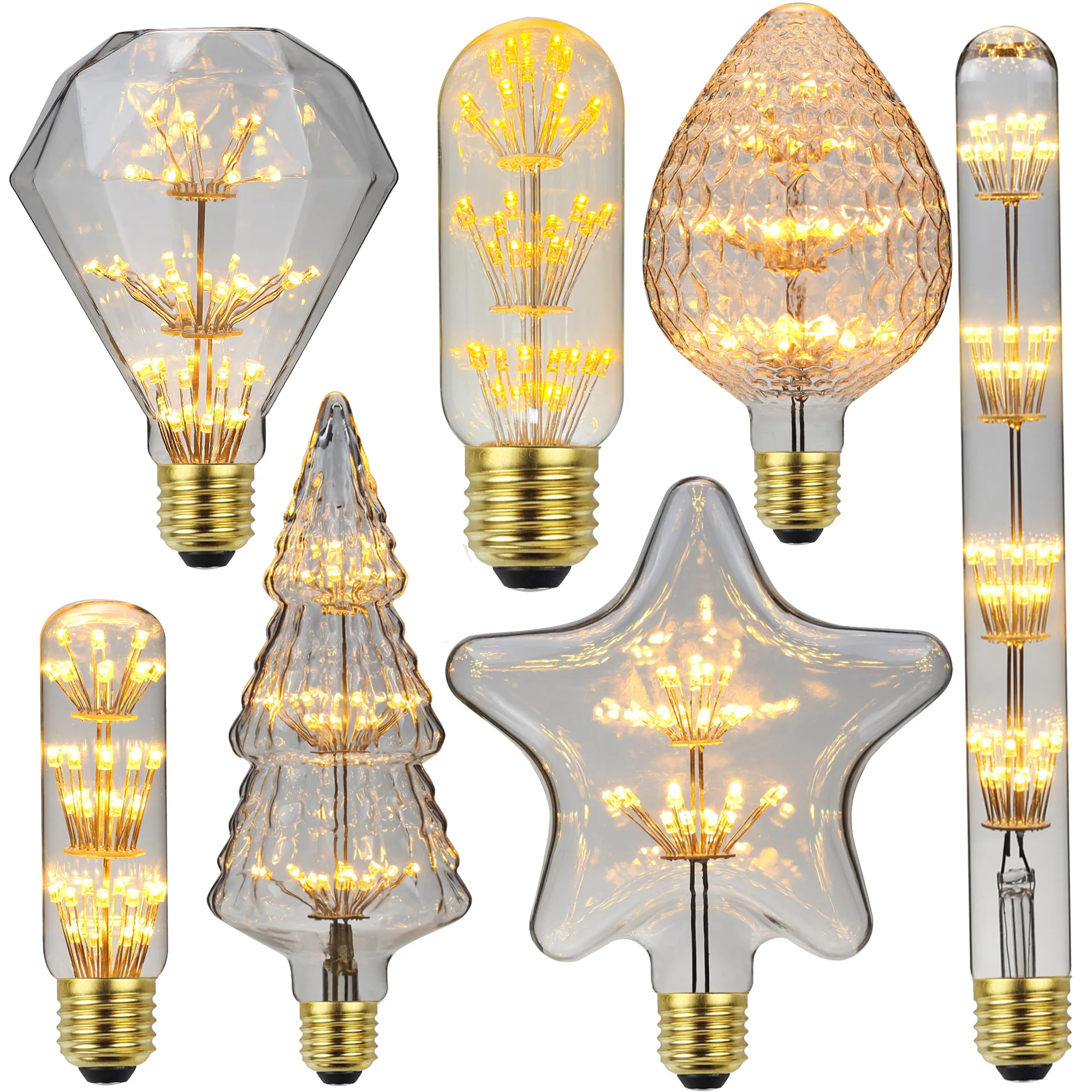 TIANFAN E27 Edison Led Bulb Retro Firework Starry 3W 2200Kelvin Warmth ...