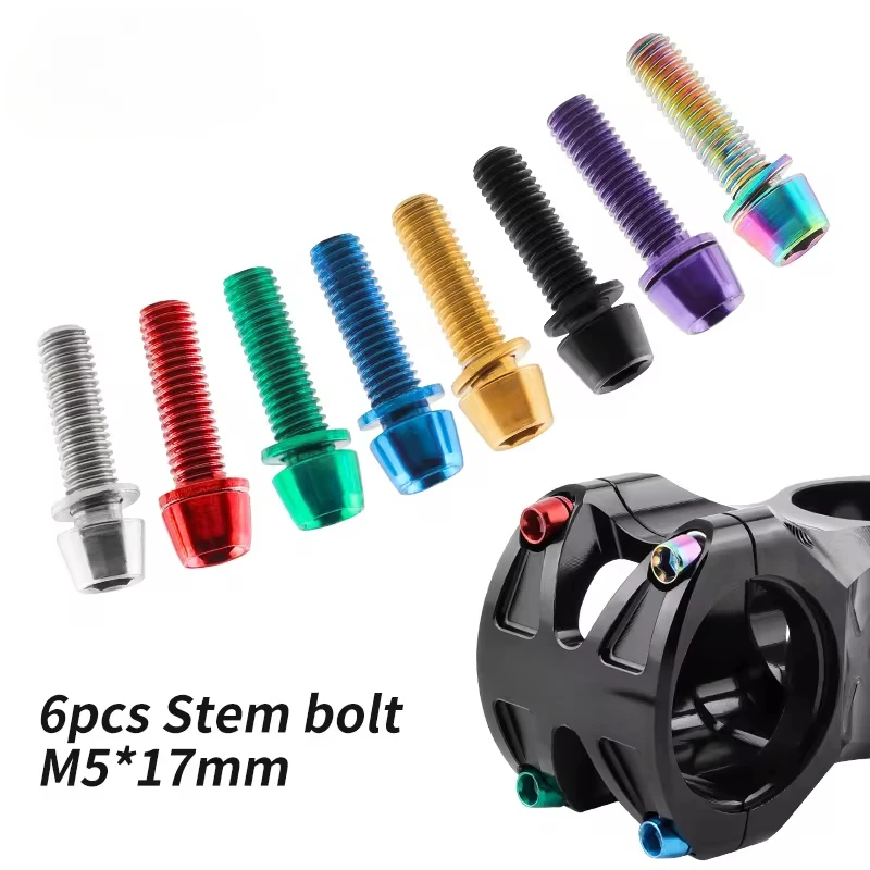 6PCS Stem Bolts M5x17mm Bicycle Handlebar Stem Screw with Washer MTB ...