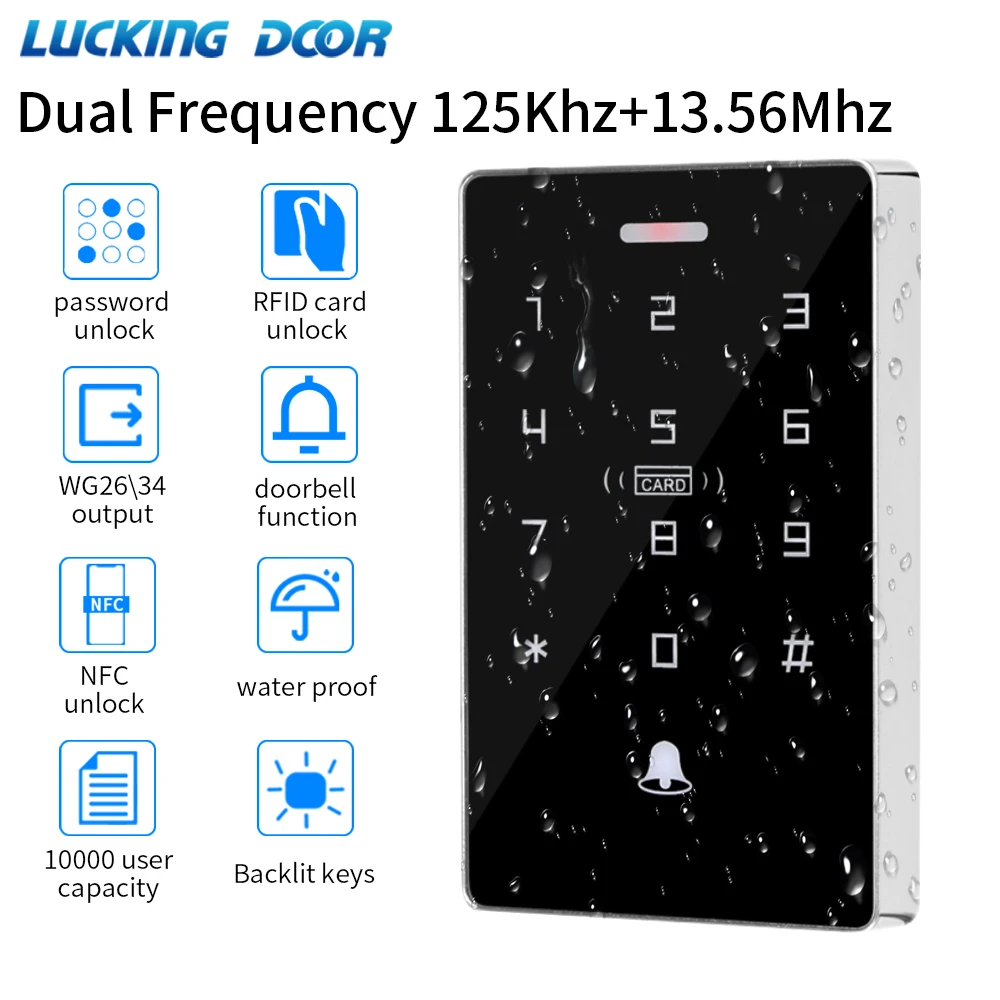 10000 User Capacity Waterproof Backlight Touch Screen Rfid Keyfob Dual ...