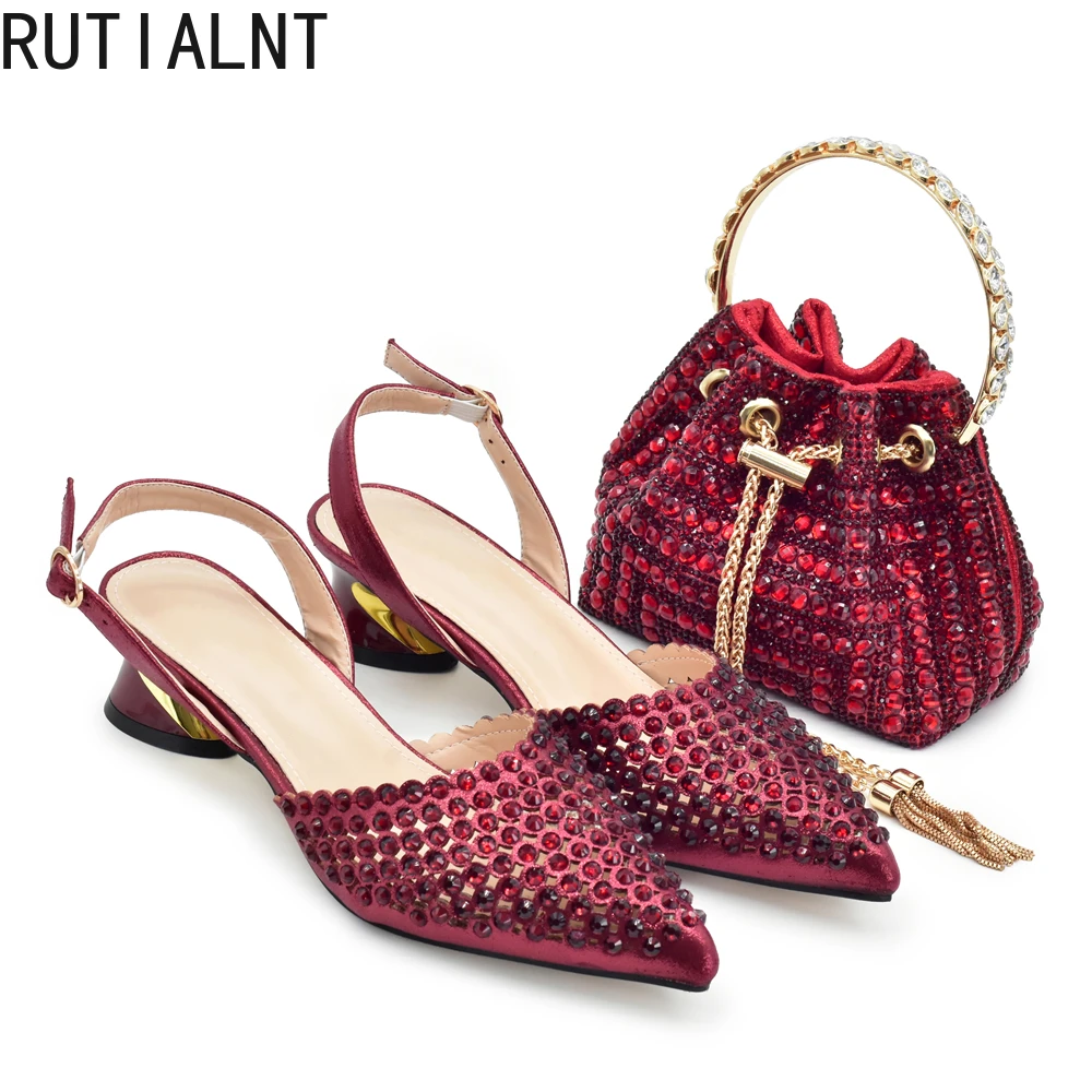 Wine-Color-Shoes-and-Bags-African-Wedding-Rhinestone-Bag-and-Shoe-Set ...