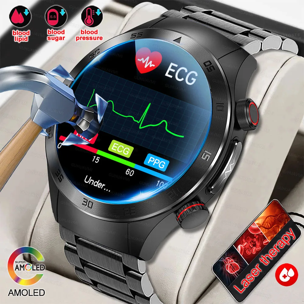 2024-Nieuwe-Slimme-Horloge-Mannen-Ecg-Ppg-Laserbehandeling-Bloedglucose-Hartslag-Bloedsuiker ...