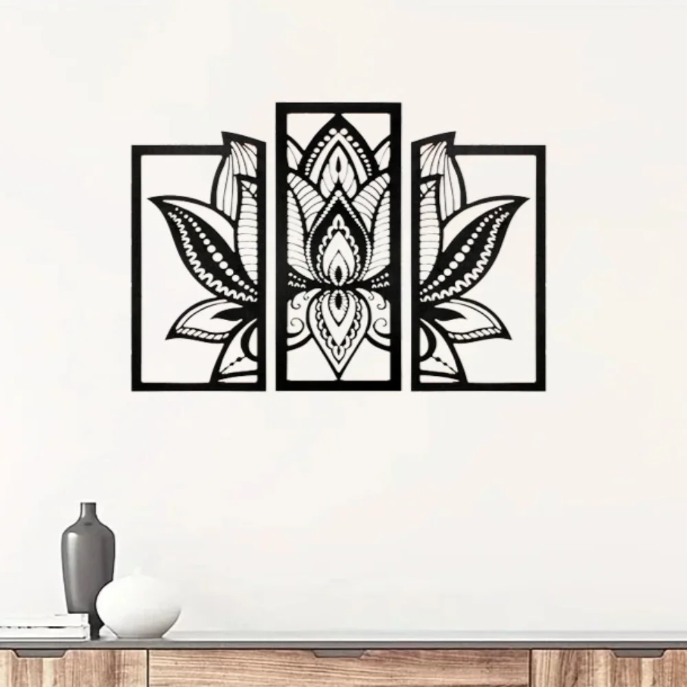 Preciosa-flor-de-loto-para-pared-Mandala-de-hierro-tallado-en-Metal ...