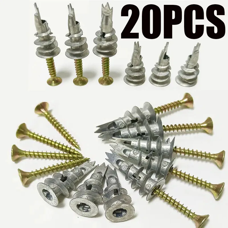 20pcs-Zinc-Self-Drilling-Drywall-Anchors-With-Screws-Kit-10-Heavy-Duty ...