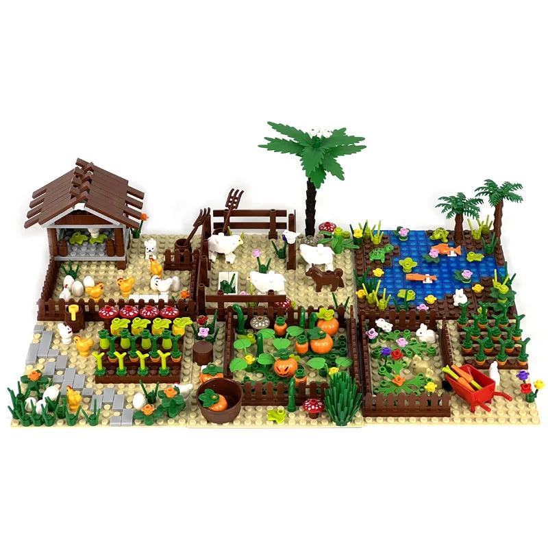 MOC-scene-Pumpkin-field-chicken-nest-turtle-fish-pond-chicken-farm-DIY ...