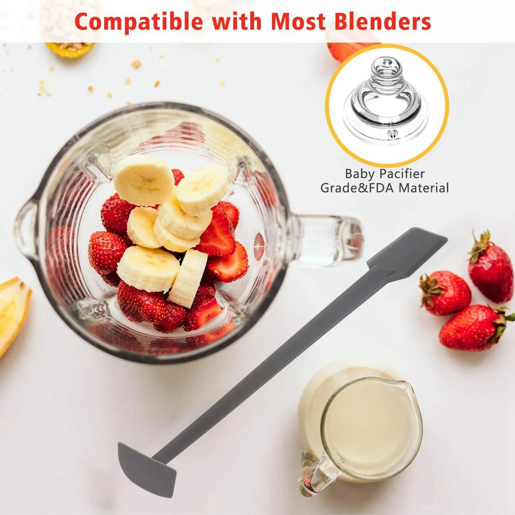 Silicone Blender Spatula, Slim Blade Scraper Accessory, 55% OFF