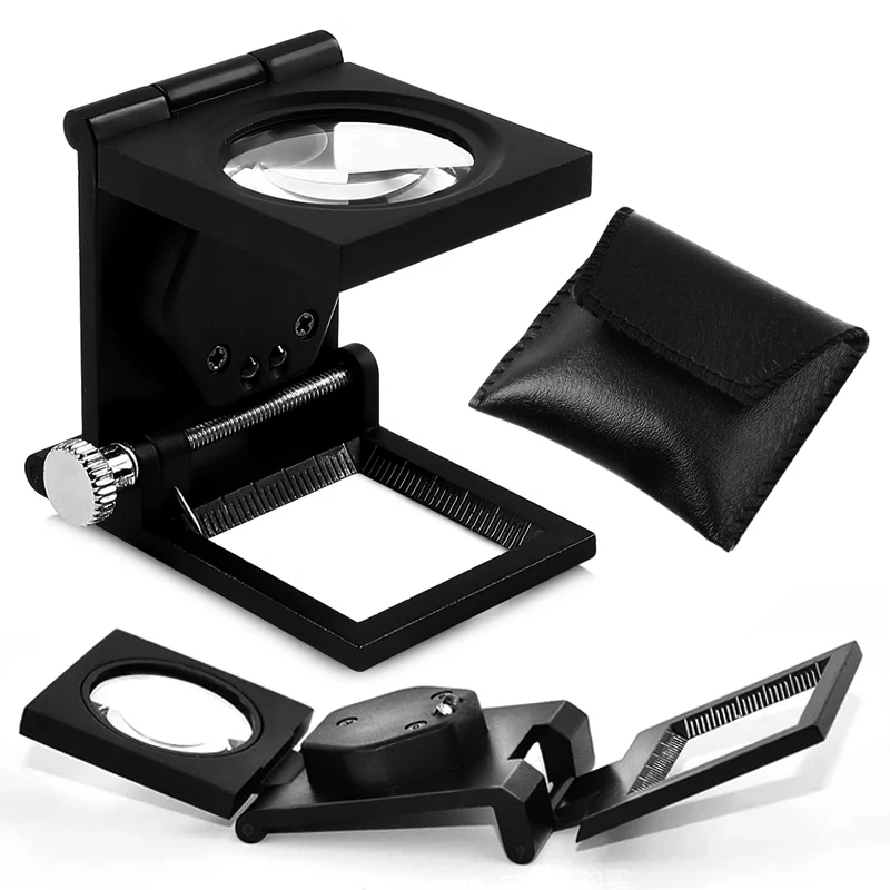 3-Styles-28mm-10X-Mini-Foldable-Optical-Magnifying-Glass-Optical-Lens ...