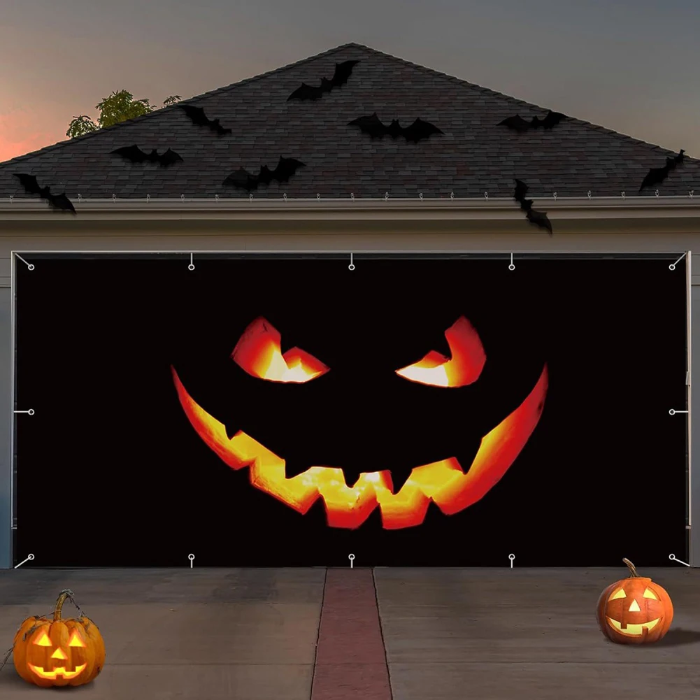 8x7-Ft-Halloween-Garage-Door-Banner-Hanging-Backdrop-Garage-Door-Cover ...