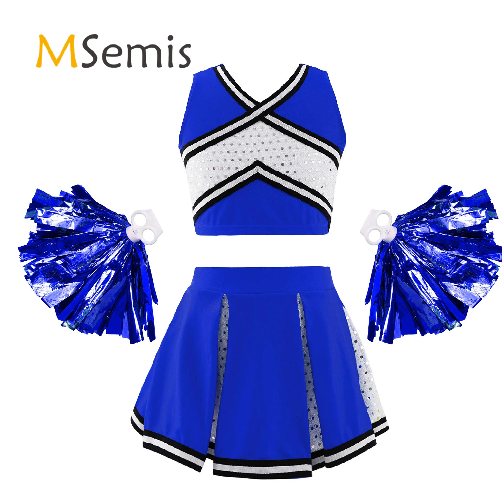 Kids Girls Cheerleading Uniform Dancewear Crisscross Strip Front Top ...