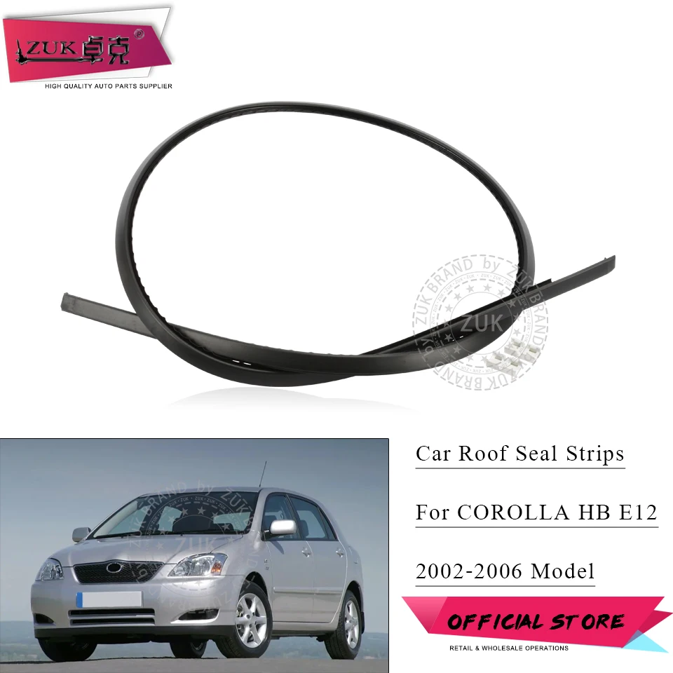 ZUK Car Roof Drip Finish Moulding Top Rubber Seal Strips For TOYOTA COROLLA HB Hatchback E12 ...