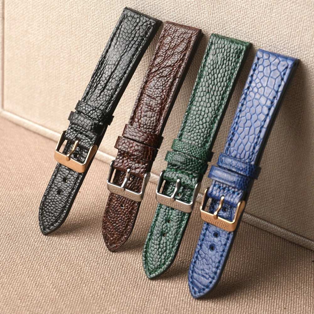 Handmade South African Ostrich Leather Strap, 18 19 20 21 22MM, Blue ...