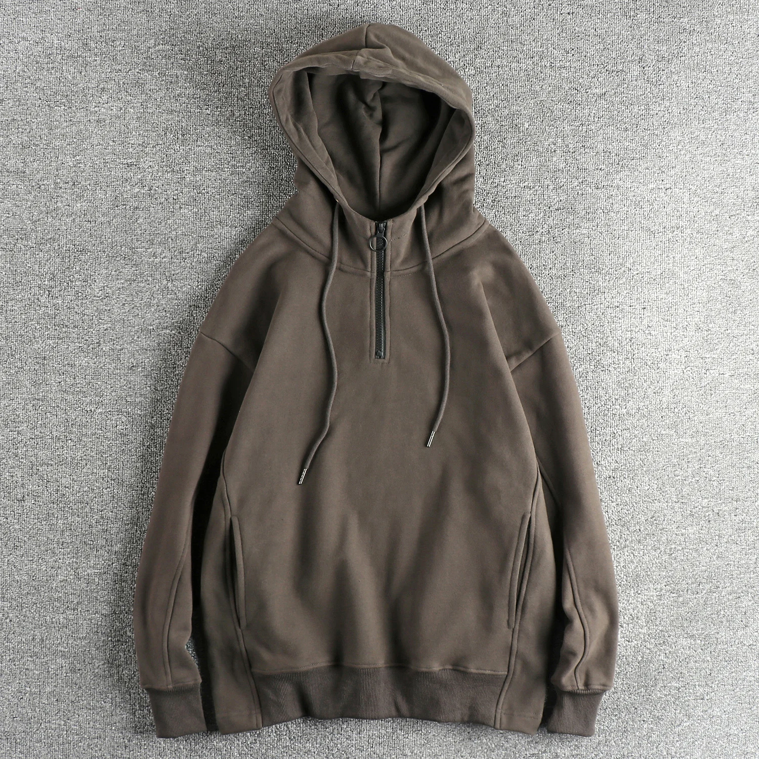 2024-Winter-New-Heavyweight-Sweatshirts-Men-With-The-Hood-Half-Open ...