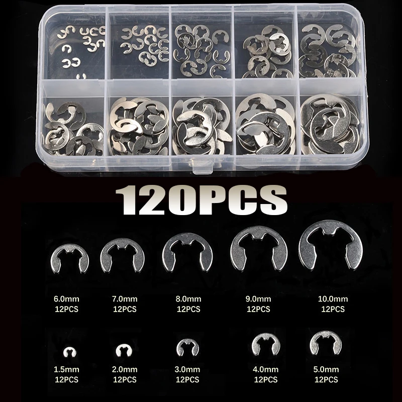 120pcs-Assortment-Kit-1-5-10mm-Stainless-Steel-Shaft-External-Retaining ...