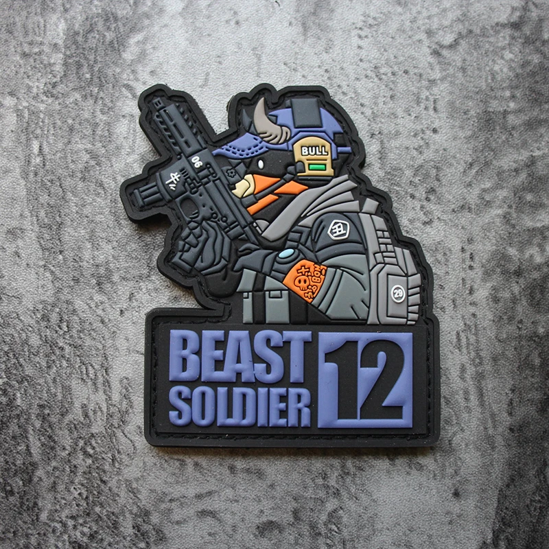 Beast Soldier Cattle 3D PVC Patches 12 Zodiac Signs Rubber Military ...