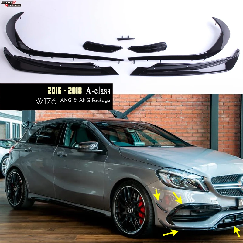 W176 ABS Front Lip Spoiler Splitter Canards Für Benz EINE Klasse A200 ...