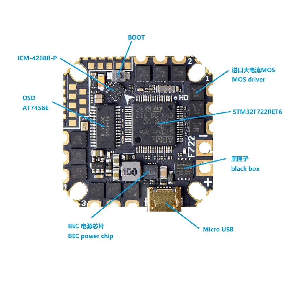JHEMCU GHF722AIO-HD 40A AIO Baro OSD BlackBox F722 Flight, 49% OFF