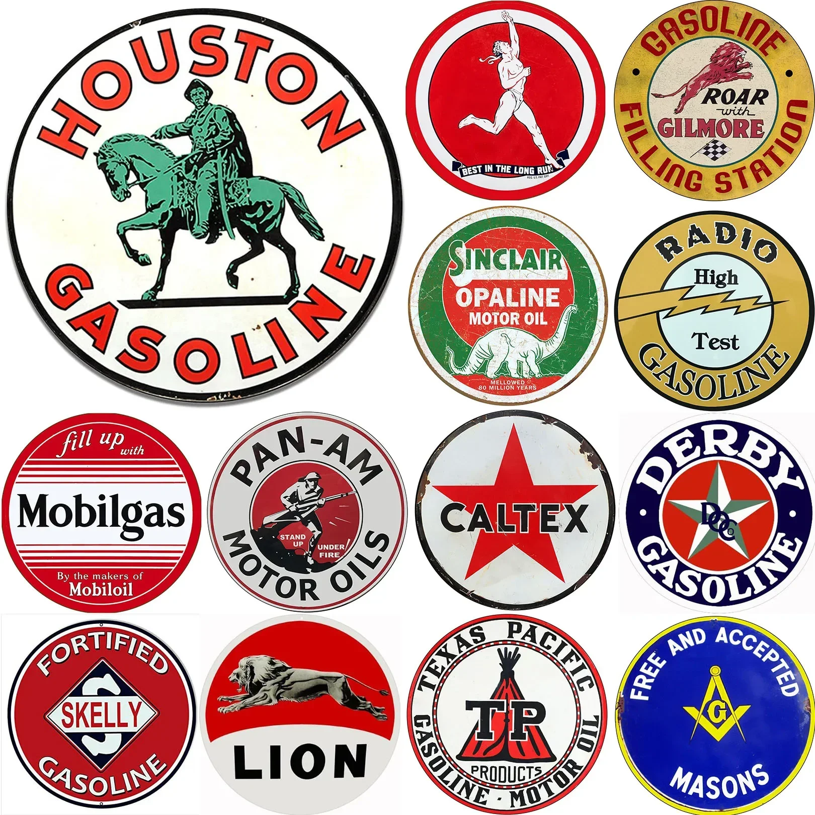 Car Stickers Personality Gasonline Retro Oil Round Stickers Vinyl Decal ...
