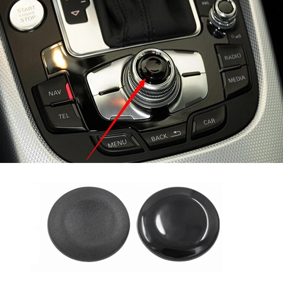 Matt Shiny Black Mmi Control Knob Joystick Button Repair Kit For Audi ...
