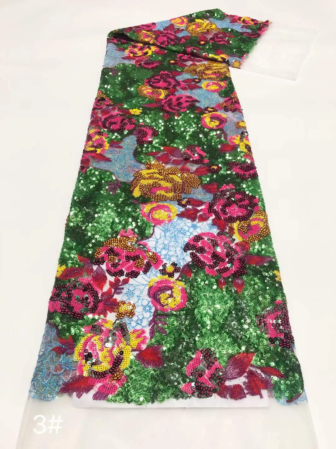 African-Mesh-Lace-Fabric-Sequins-Stack-Pattern-Craft-Nigerian-Sewing ...