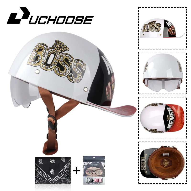 Uchoose-Baseball-Cap-Helmet-Motorcycle-Vintage-Retro-Helmets-Summer ...